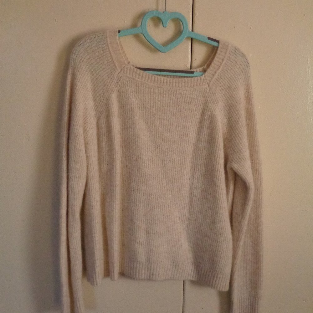 Boden Cozy Alpaca Wool White Crme Square Neck Lon - Gem